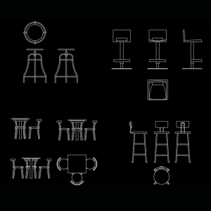 Sgabello da bar DWG, Blocco CAD per AutoCAD - freedwgfile