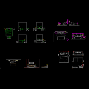 Lit double en plan et élévation, téléchargement gratuit - freedwgfile