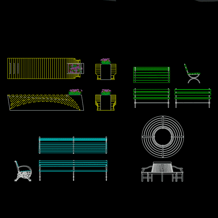 Bench DWG CAD Block free download - freedwgfile