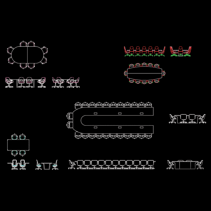 Conference Room DWG CAD Block Collection 2D Model - freedwgfile