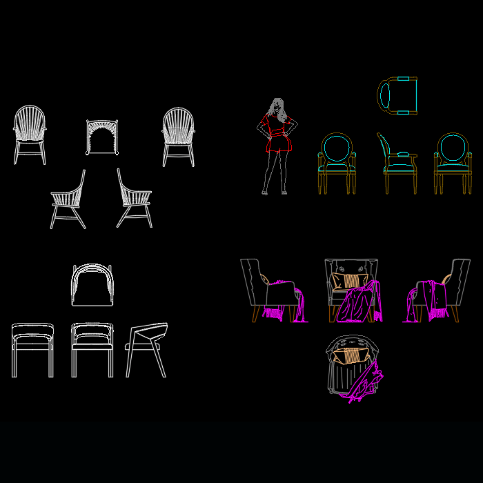 Sillón DWG bloque CAD modelo 2d para AutoCAD, gratis - freedwgfile