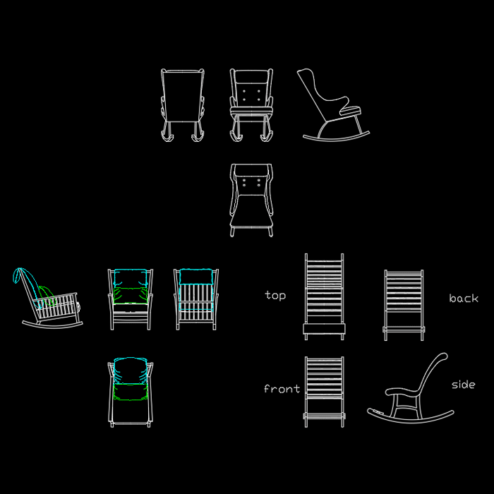 Rocking chair 2d DWG CAD Block, free download - freedwgfile