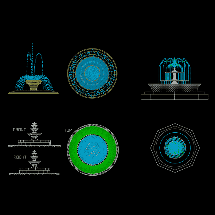 fountain DWG CAD Blocks, free download - freedwgfile