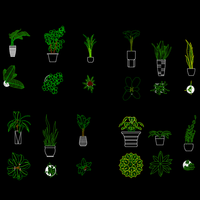 Houseplants DWG CAD Blocks , free download - freedwgfile