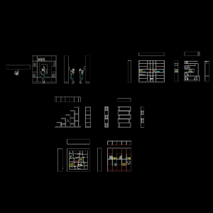Bookshelf 2D DWG models, free CAD Block - freedwgfile