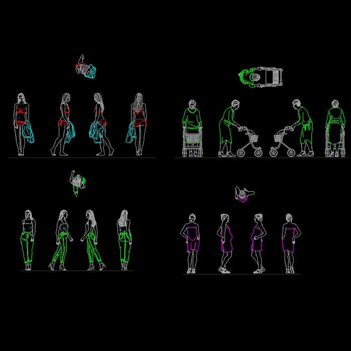 Women Walking DWG, free CAD Block collection - freedwgfile