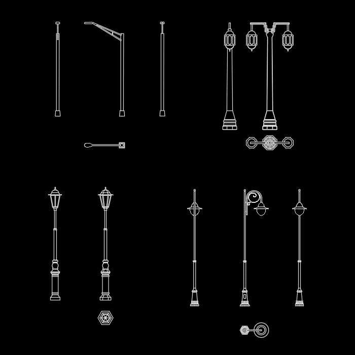 2D Street lights DWG, free CAD Blocks - freedwgfile