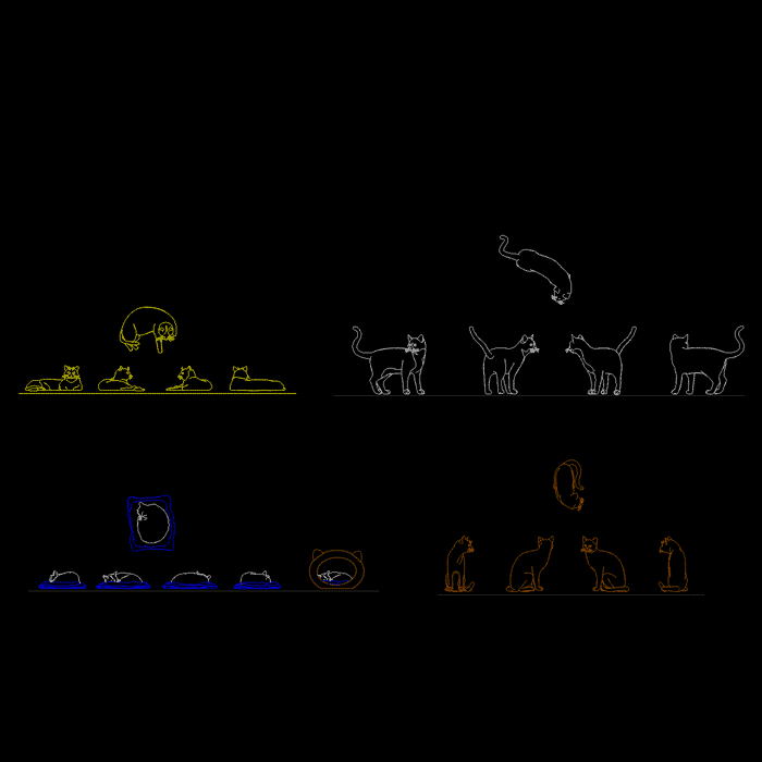 Cats DWG, CAD Blocks, free download - freedwgfile