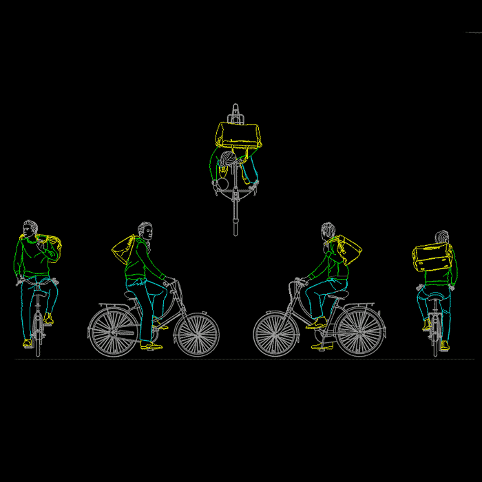 man on bike DWG CAD Block, 5 views - freedwgfile