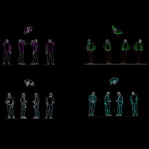 man standing DWG, plan and elevation views - freedwgfile