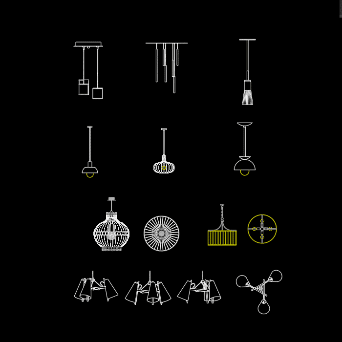 Pendant light DWG, free CAD Blocks - freedwgfile