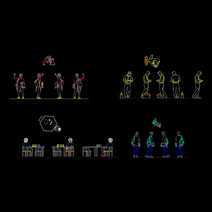 Niño estudiante DWG, bloques CAD - freedwgfile