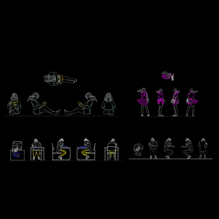 student girls DWG , plan and elevation - freedwgfile