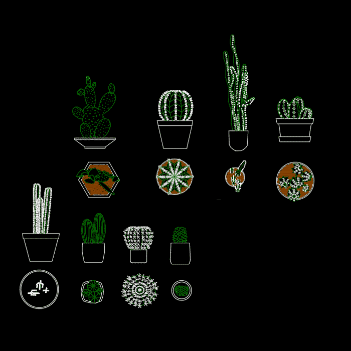 Cactus DWG, free 2D CAD Block - freedwgfile