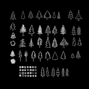 Pine trees DWG, free CAD Block collection - freedwgfile