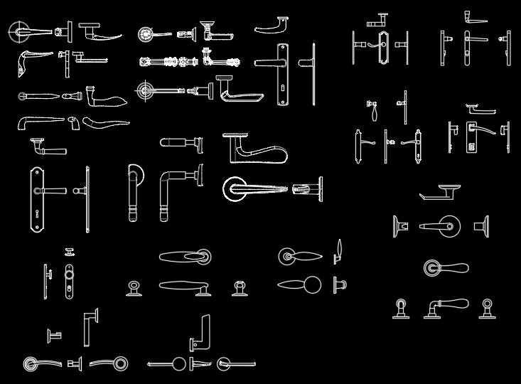 Door handles DWG, free CAD Blocks - freedwgfile