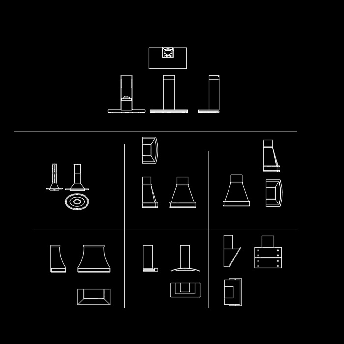 Kitchen Hood DWG, plan and elevation - freedwgfile