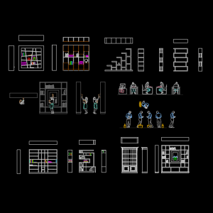 bookshelves DWG, Free CAD Blocks, 4 views - freedwgfile