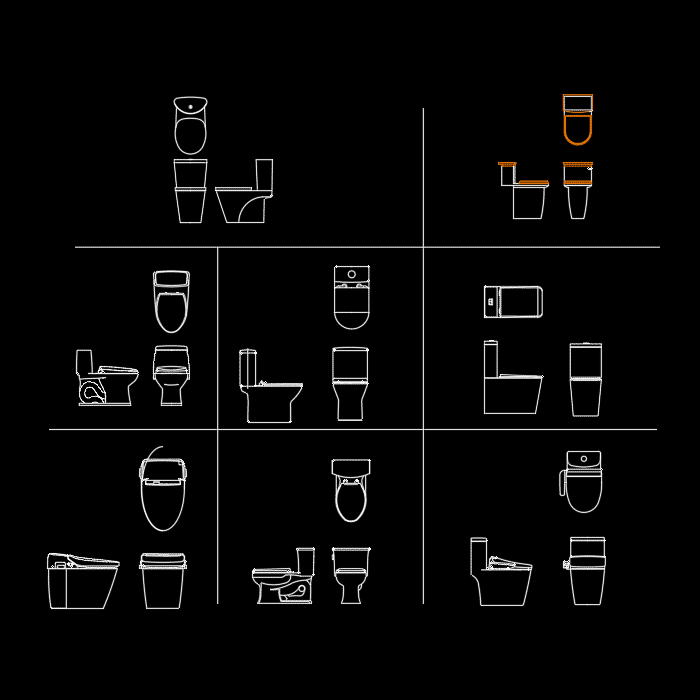 Toilet DWG CAD Blocks, free download - freedwgfile