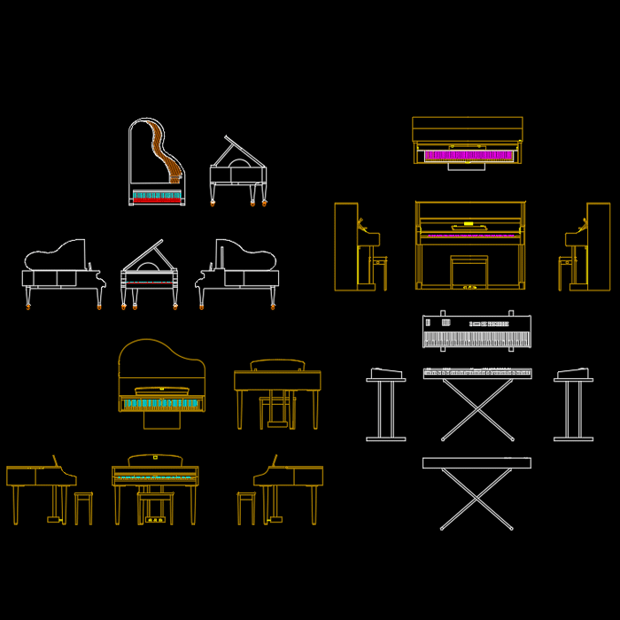 Piano DWG , Free CAD Blocks - freedwgfile